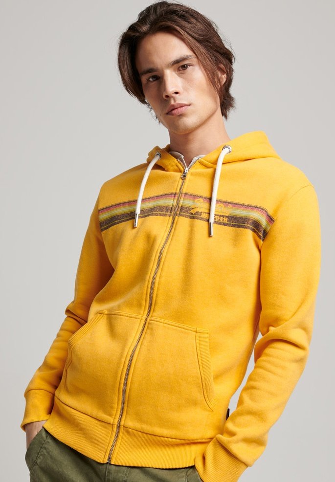 Superdry VINTAGE LOGO CALI - Sweater met rits - desert ochre yellow ...