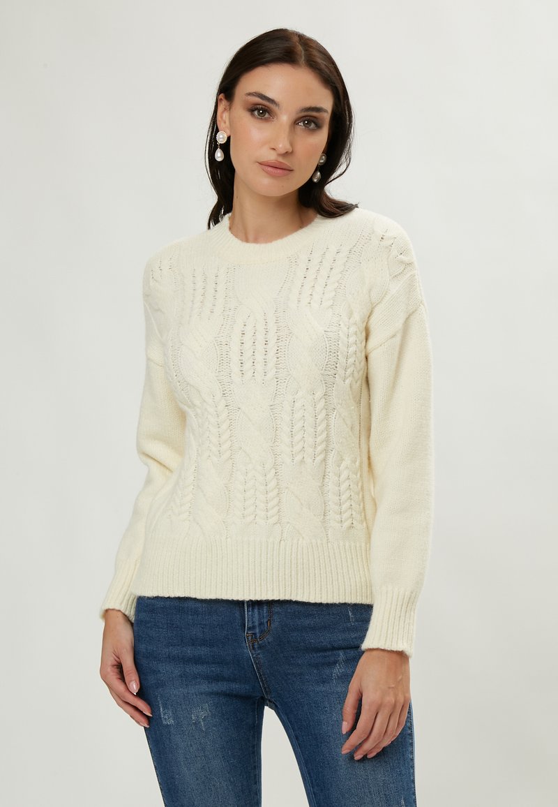 INFLUENCER CABLED - Pullover - milk/blanc - ZALANDO.FR