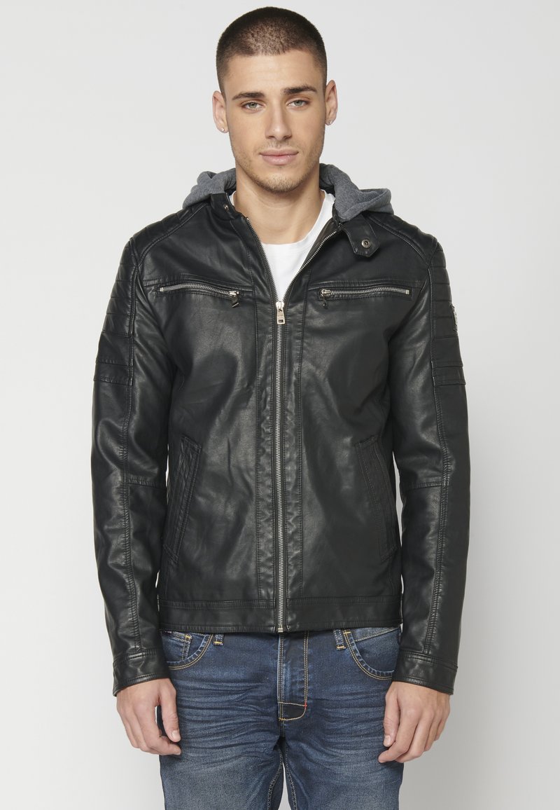 Koroshi Imitatieleren jas - black/zwart - Zalando.be