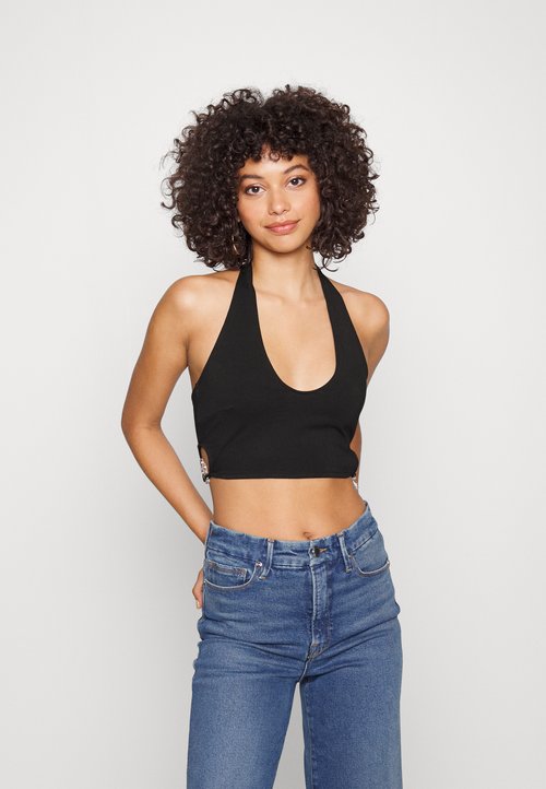 ONLY Petite ONLEA DEEP V-NECK TOP - Topper - black/svart - Zalando.no