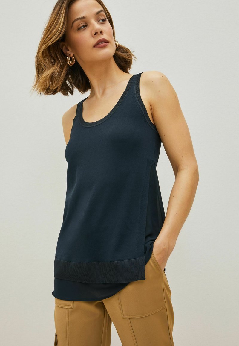 Next ASYMMETRIC KNIT TANK LAYER TOP - Top - navy blue/modrá - Zalando.sk