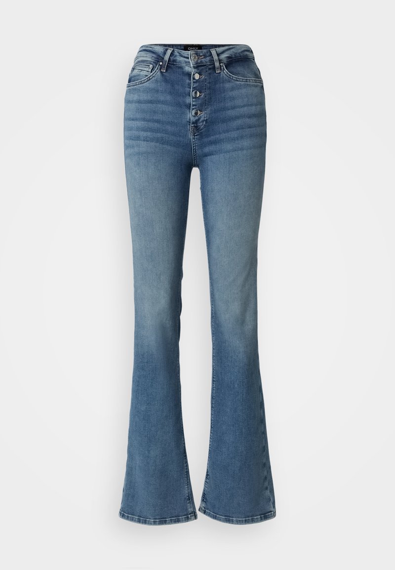 ONLY ONLPOSH SLIM FLARED BOX TAI - Bootcut jeans - light medium blue ...