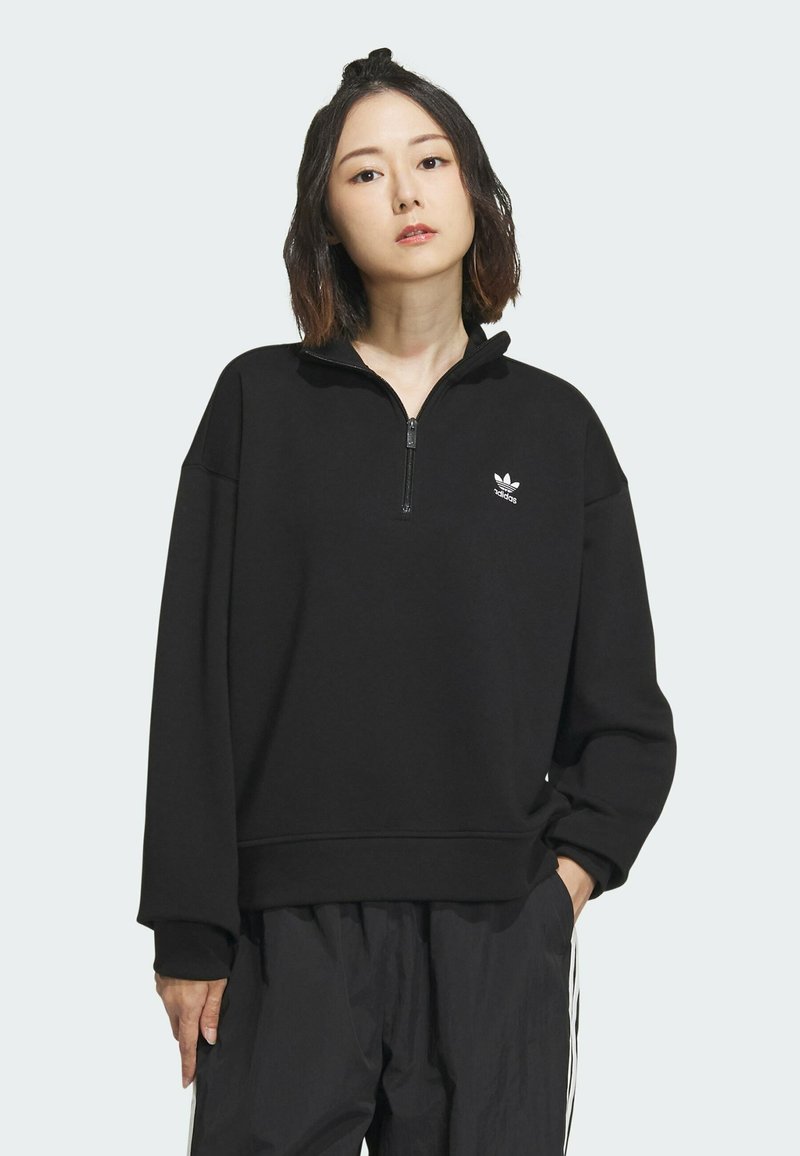 adidas Originals ESSENTIALS 1/2 ZIP - Sweater - black/zwart - Zalando.be