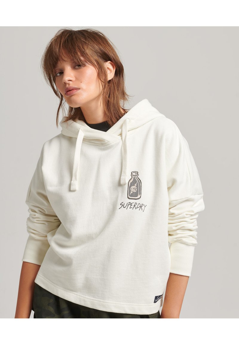 Superdry NOSTALGIA PATCH - Jersey con capucha - off white/blanco ...