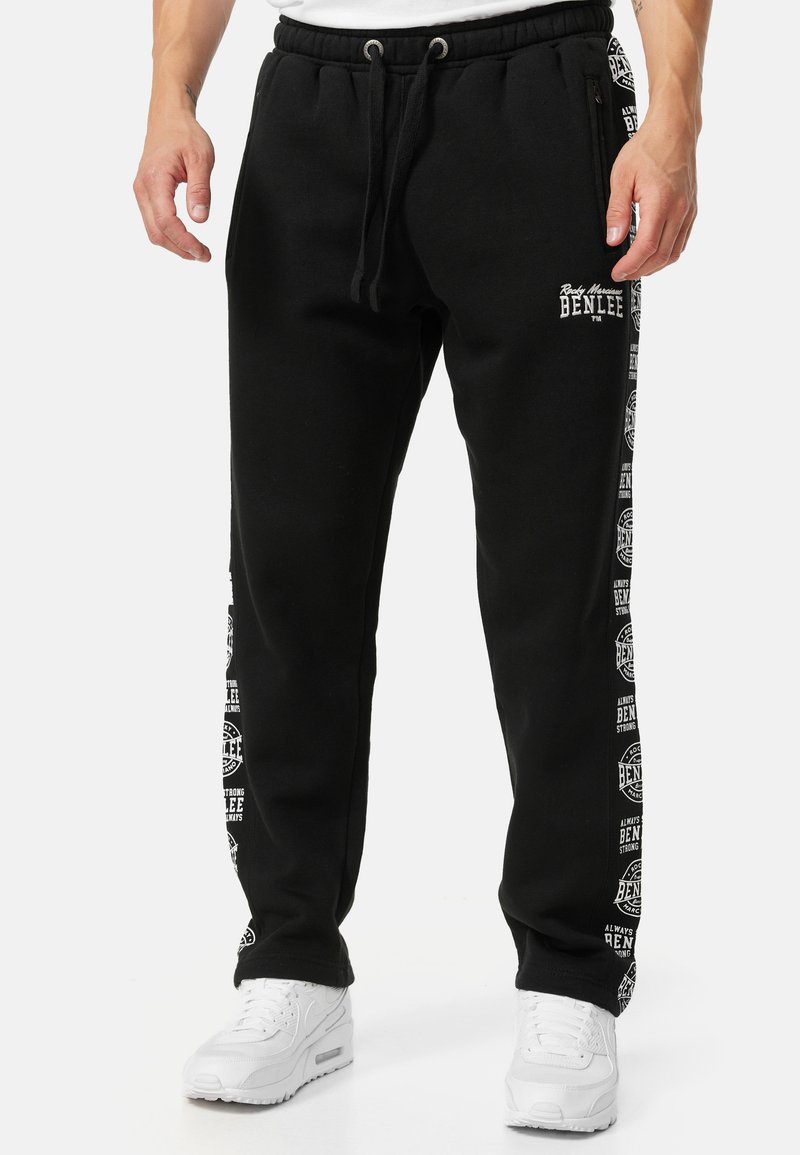 BENLEE NORMALE PASSFORM HERVEY - Tracksuit bottoms - black white/black ...