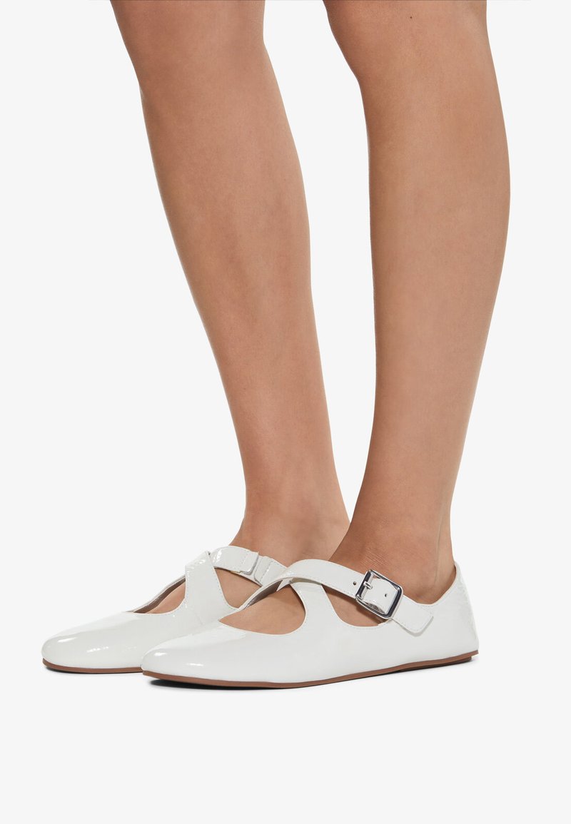 ALDO AMBERIA - Ankle strap ballet pumps - white bone/white - Zalando.ie