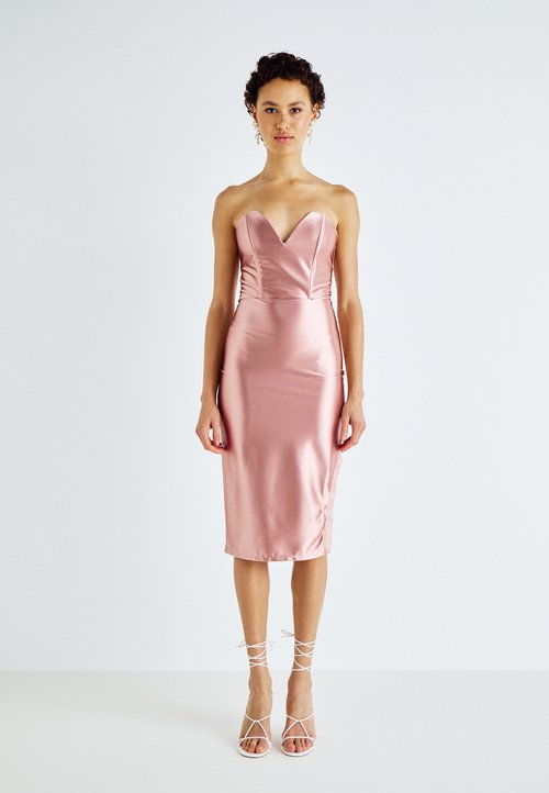 WAL G. V NECK RUFFLE SLEEVE MIDI DRESS - Kokteilikleit/peokleit - black ...