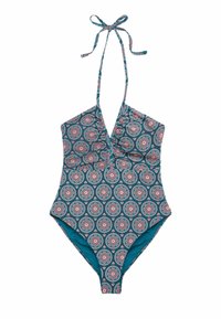 Next HALTERNECK TUMMY CONTROL - Maillot de bain - blue tile print/bleu ...