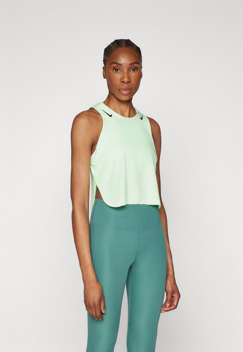 Nike Performance CROP TANK - Viršus - vapor green/black/geltona ...