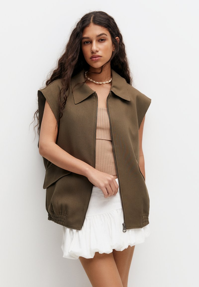 PULL&BEAR SMART FRAYED - Väst - khaki - Zalando.se