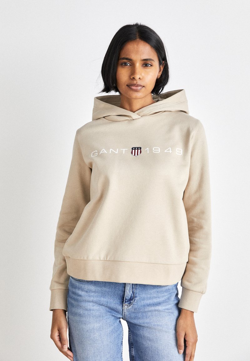GANT PRINTED GRAPHIC HOODIE - Sweatshirt - dry sand/sand - Zalando.co.uk