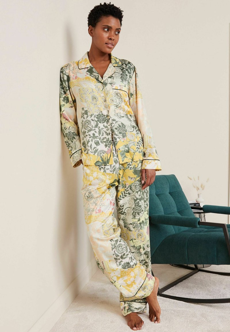 Next WOVEN BUTTON THROUGH PYJAMAS - Pyjamas - green floral patchwork ...