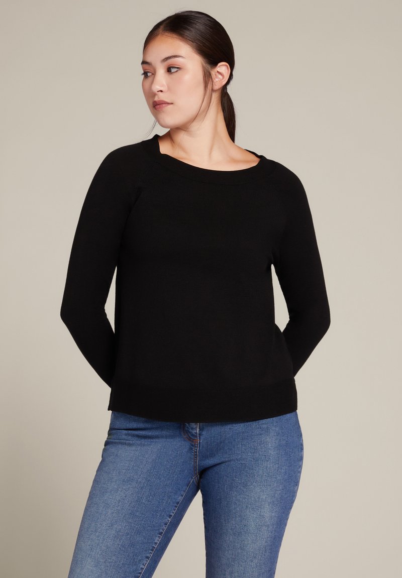 Elena Mirò SCOLLO A BARCA BOXY IN BASIC - Strickpullover - nero/schwarz ...