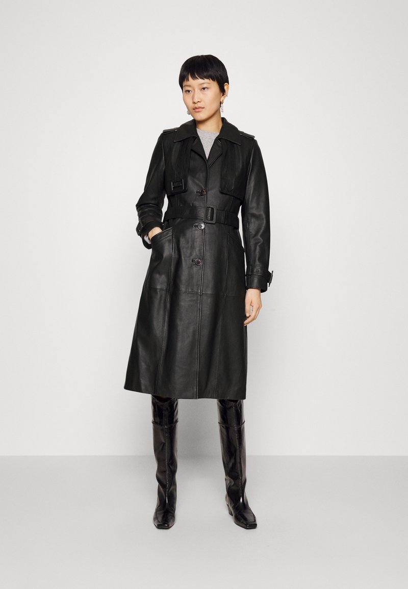 STUDIO ID CONNI - Trenchcoat - black shinny/grey - Zalando