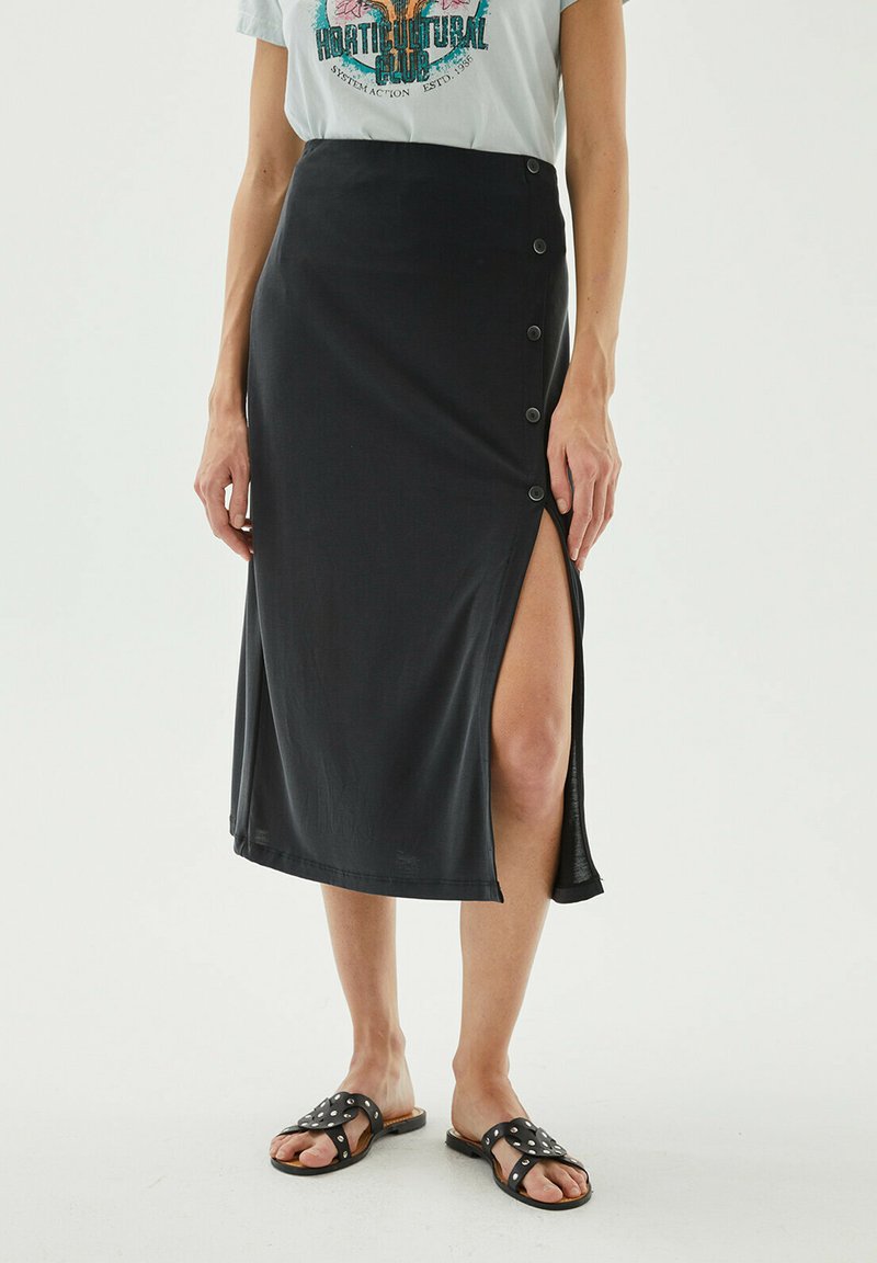 System Action FLOWING WITH BUTTONS - A-linjainen hame - black/musta ...