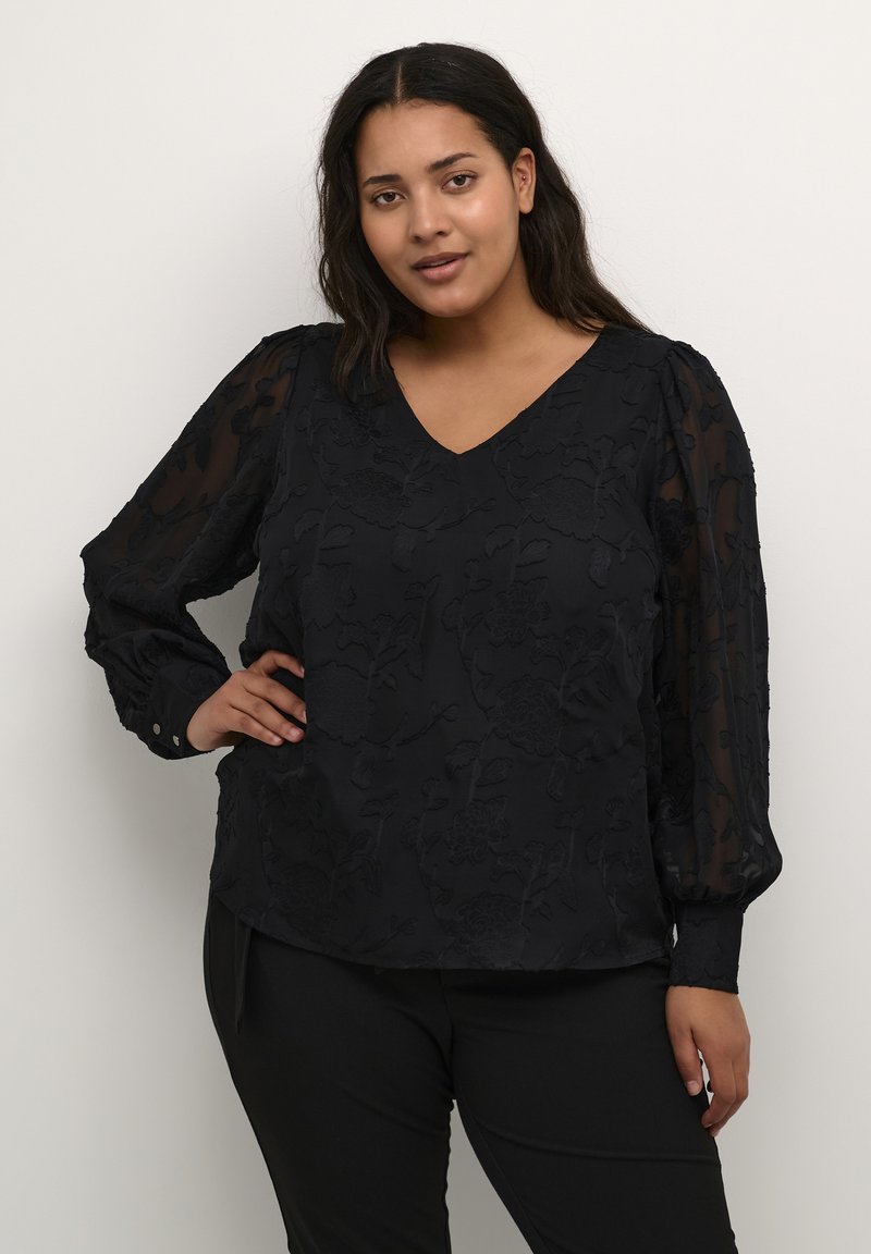 Kaffe Curve CURVE KCTULLE - Blouse - black deep/noir chiné - ZALANDO.CH