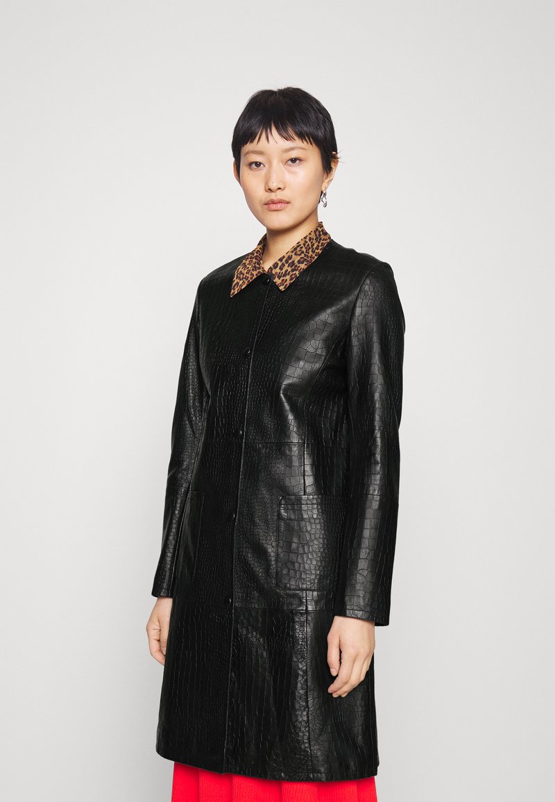 STUDIO ID JOANA - Leather jacket - black/black - Zalando