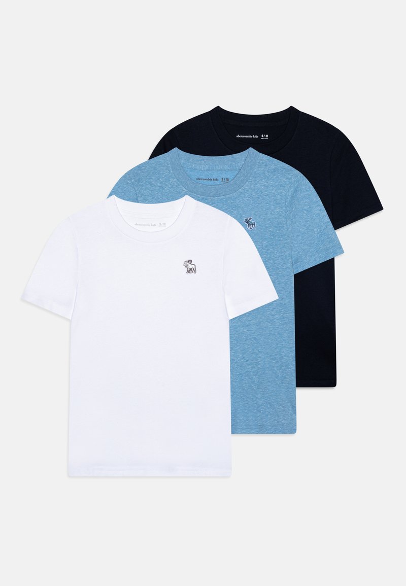 Abercrombie & Fitch ICON 3 PACK - T-shirts med print - bright white/light blue/navy blazer/hvit ...