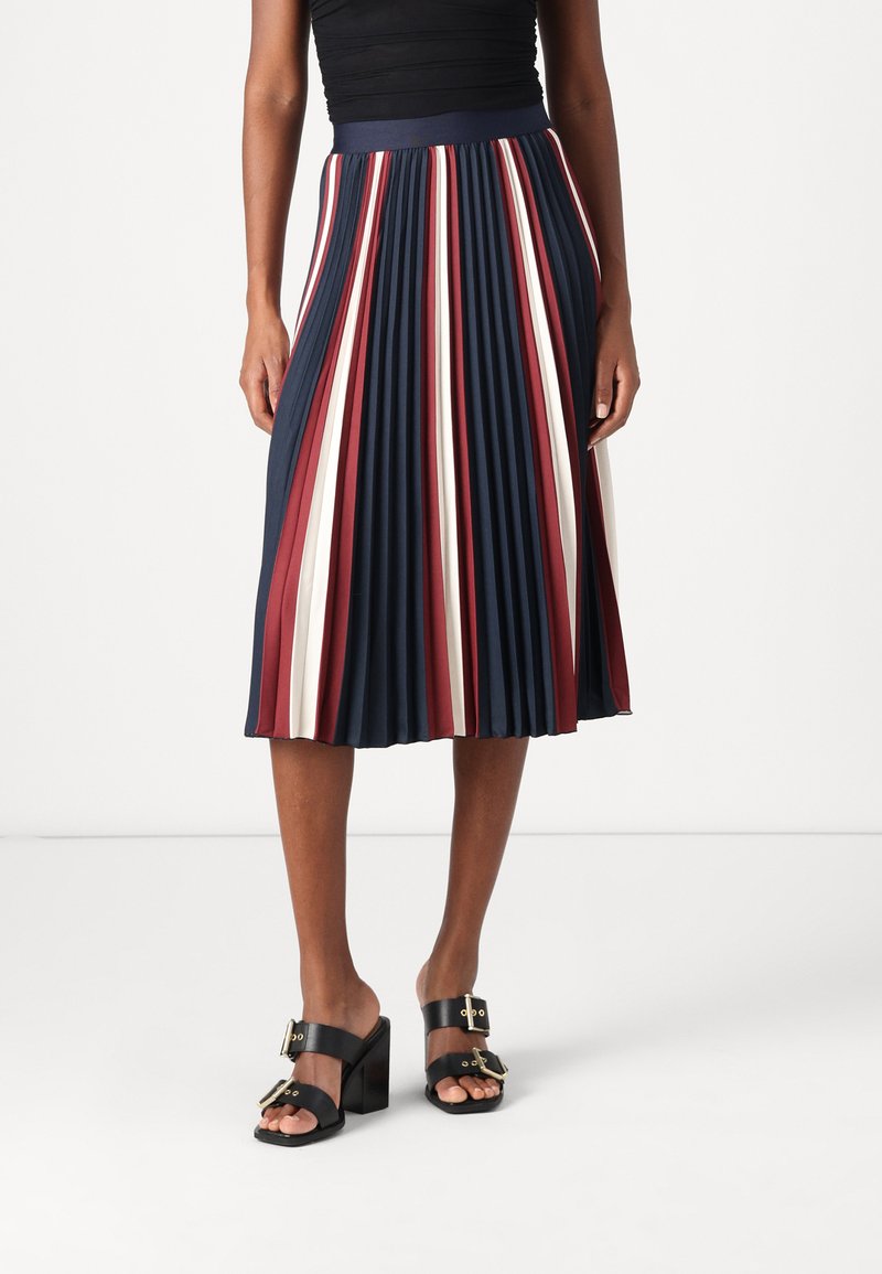 GANT PLEATED STRIPED SKIRT - Pleated skirt - evening blue/dark blue ...