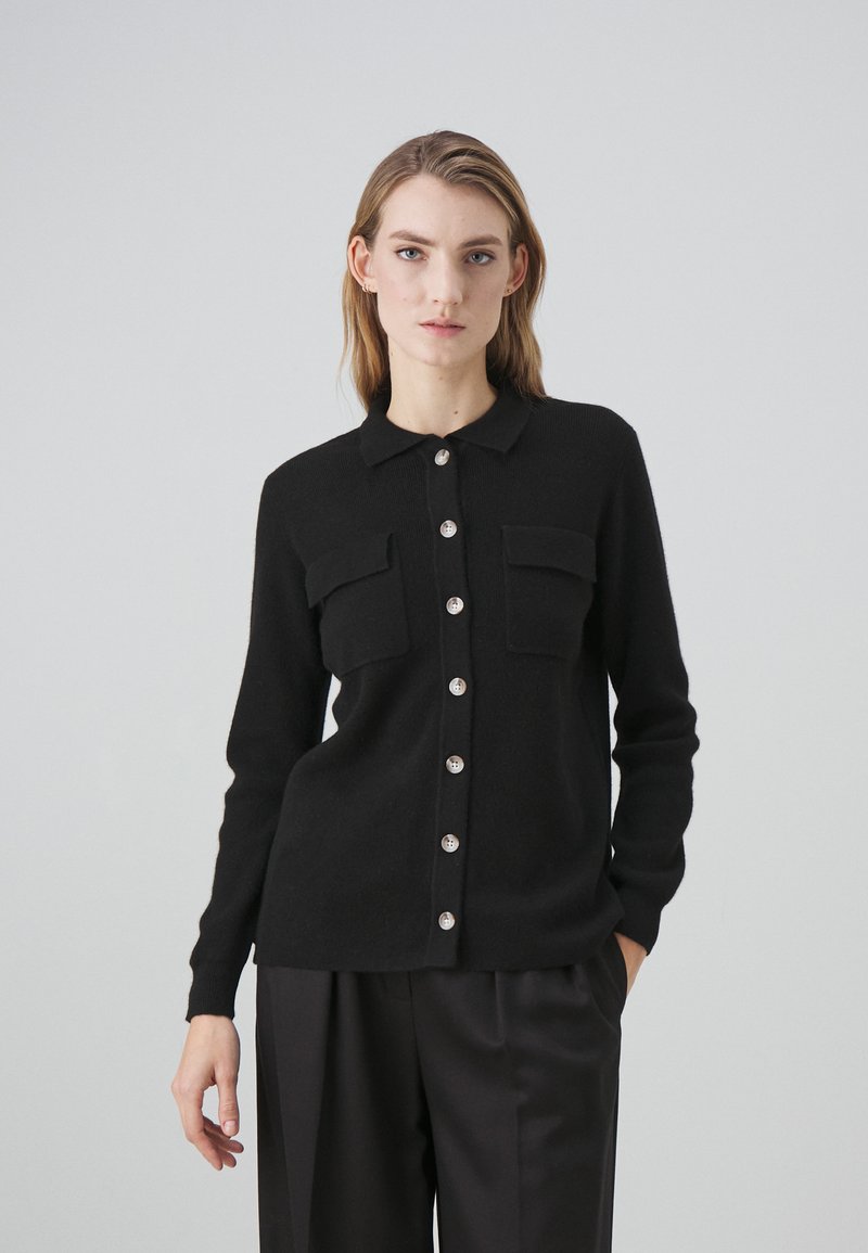Davida Cashmere BUTTONED POCKET - Neuletakki - black/musta - Zalando.fi