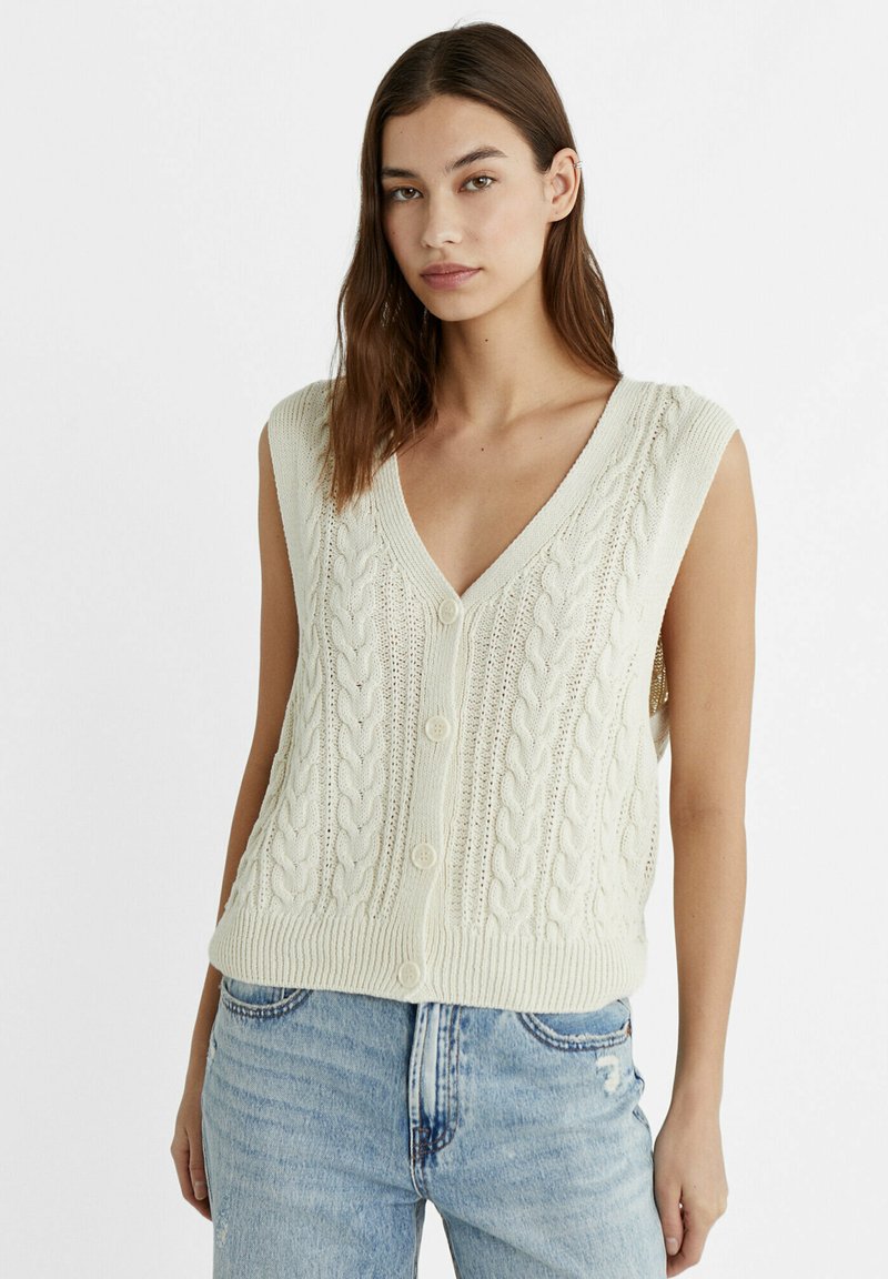 Stradivarius BUTTONED-STYLE - Weste - mottled beige/beige-meliert ...