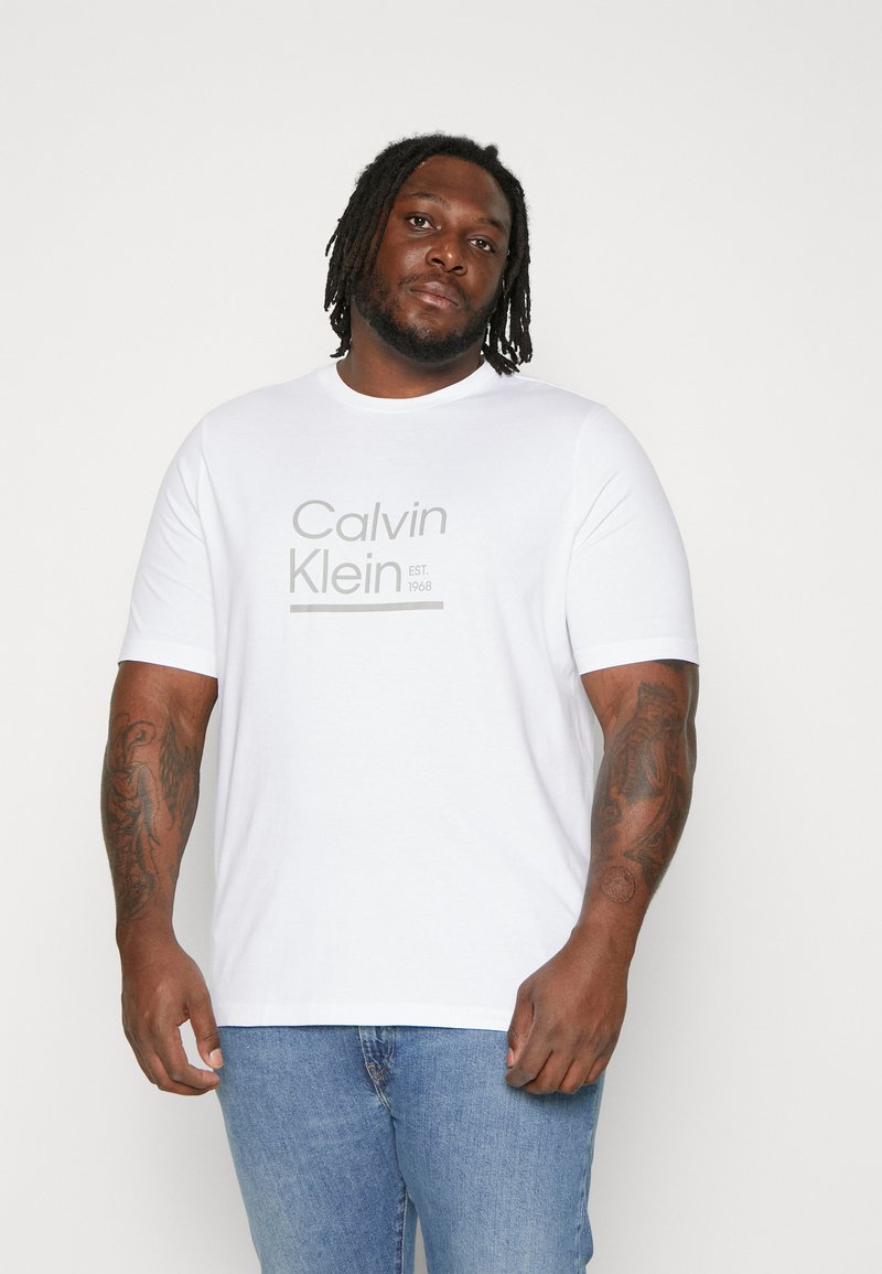 Calvin Klein LINE LOGO - Print T-shirt - bright white/white - Zalando