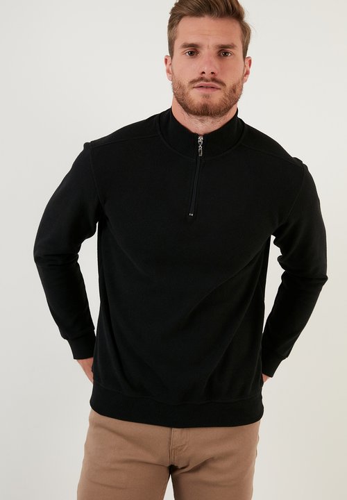 Buratti SLIM FIT - Fleece trui - black/zwart - Zalando.be