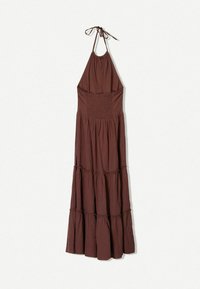 Bershka RUFFLED HALTERNECK - MIDI - Robe longue - dark red/rouge foncé ...