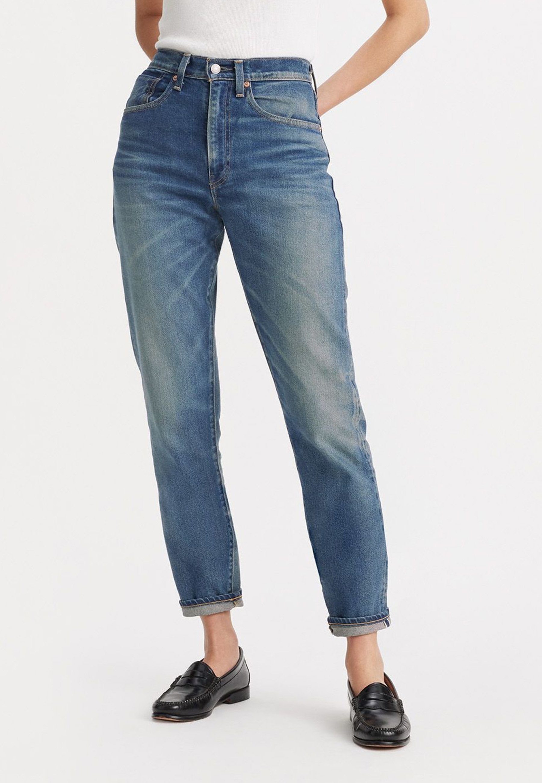 Levi s MOJ HIGH RISE BOYFRIEND Straight leg jeans mineral blue denim Zalando