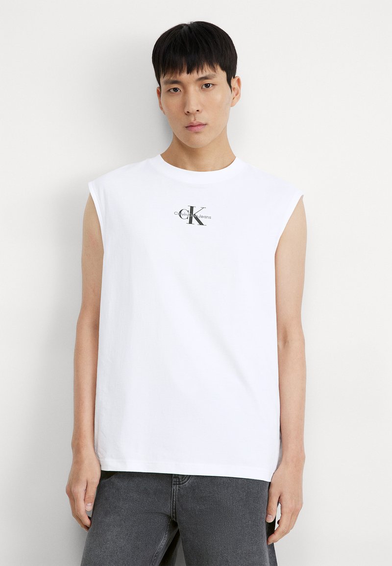Calvin Klein Jeans MONOLOGO SLEEVELESS TEE - Débardeur - bright white/blanc - ZALANDO.FR