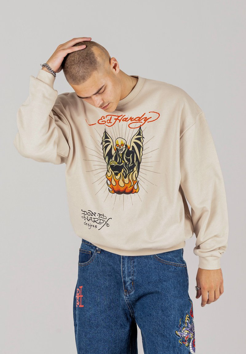 Ed Hardy FLAMING DEVIL - Bluza/beżowy - Zalando.pl
