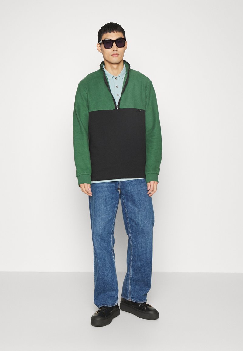 Rotholz DIVIDED HALF ZIP - Felpa - black/deep green/nero - Zalando.it