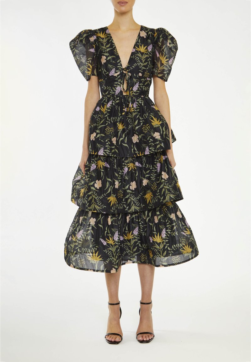 True Decadence TIERED - Jurk - black stem nature floral/zwart - Zalando.be