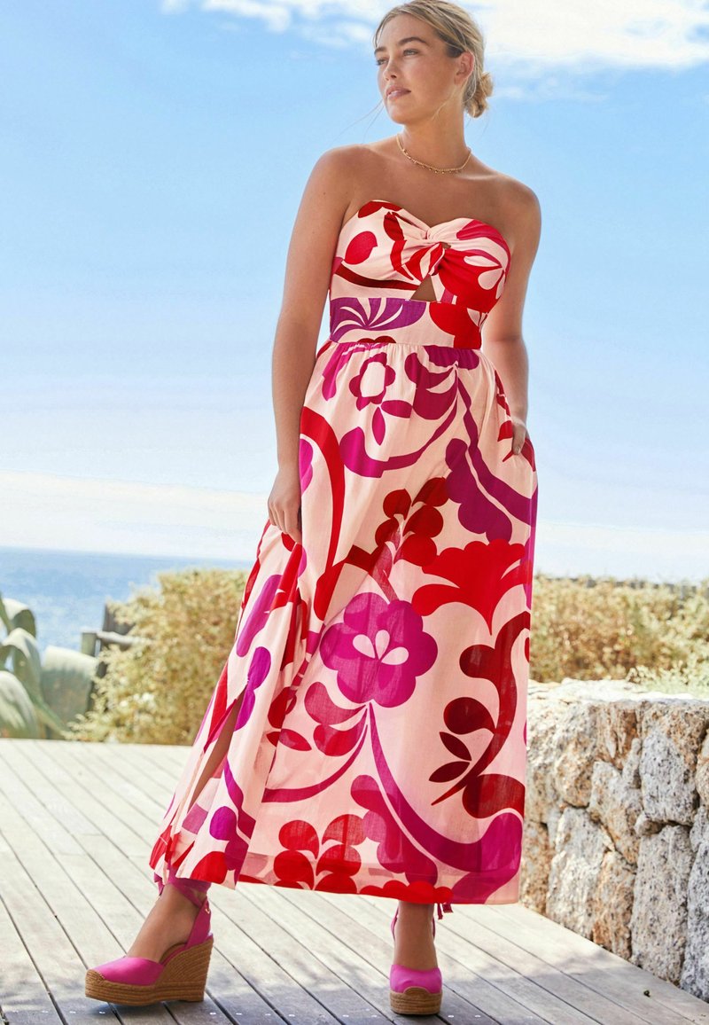 Next TWIST FRONT MAXI DRESS WITH LINEN - Vestido largo - pink floral ...