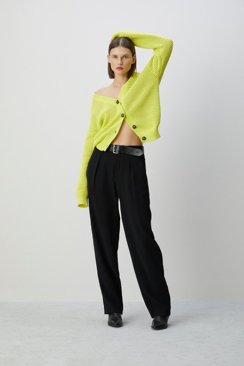 CLOSED CARDIGAN V NECK - Strickjacke - neon lemon/schwarz - Zalando.de