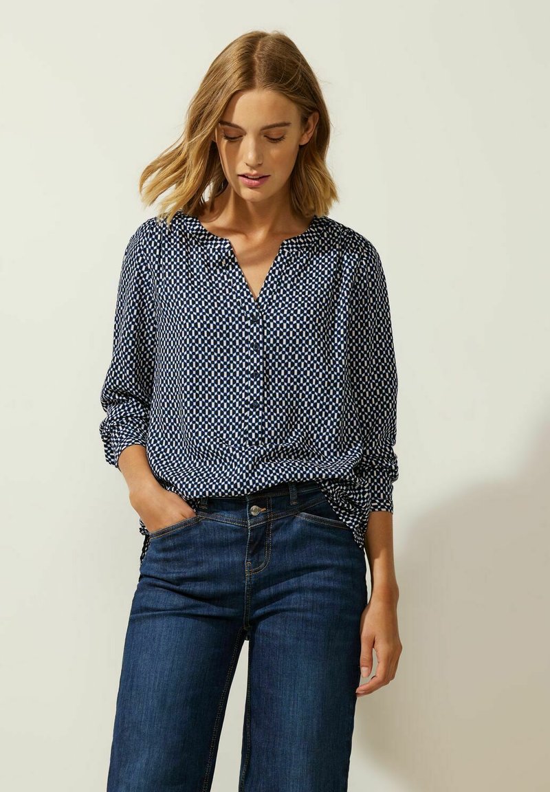 Street One Mit Minimalprint Blouse Blau Bleu Marine Zalando Fr