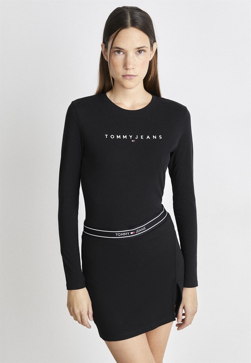 Tommy Jeans LINEAR TEE - Long sleeved top - black - Zalando.ie