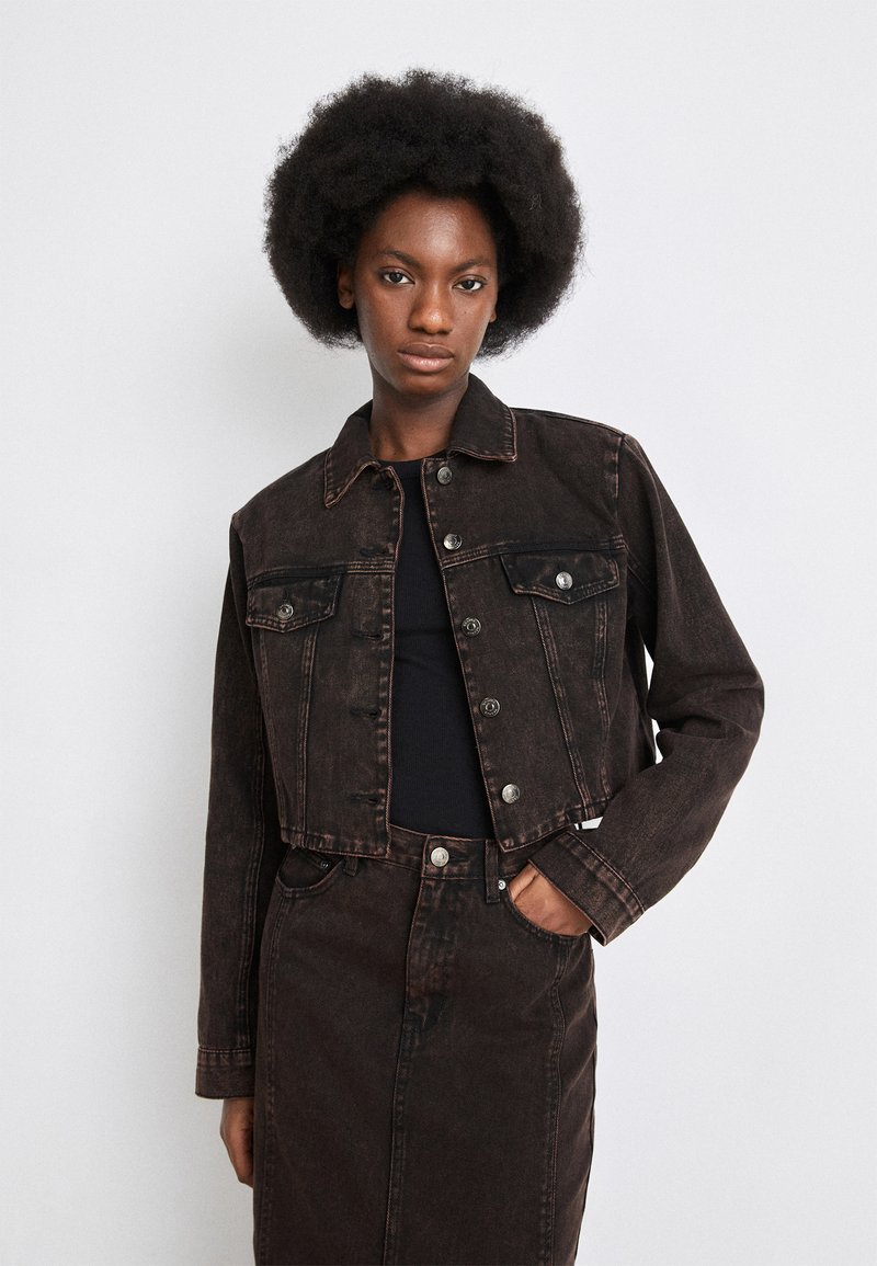Gestuz JAMILLAGZ JACKET - Denim jacket - bitter chocolate/brown ...