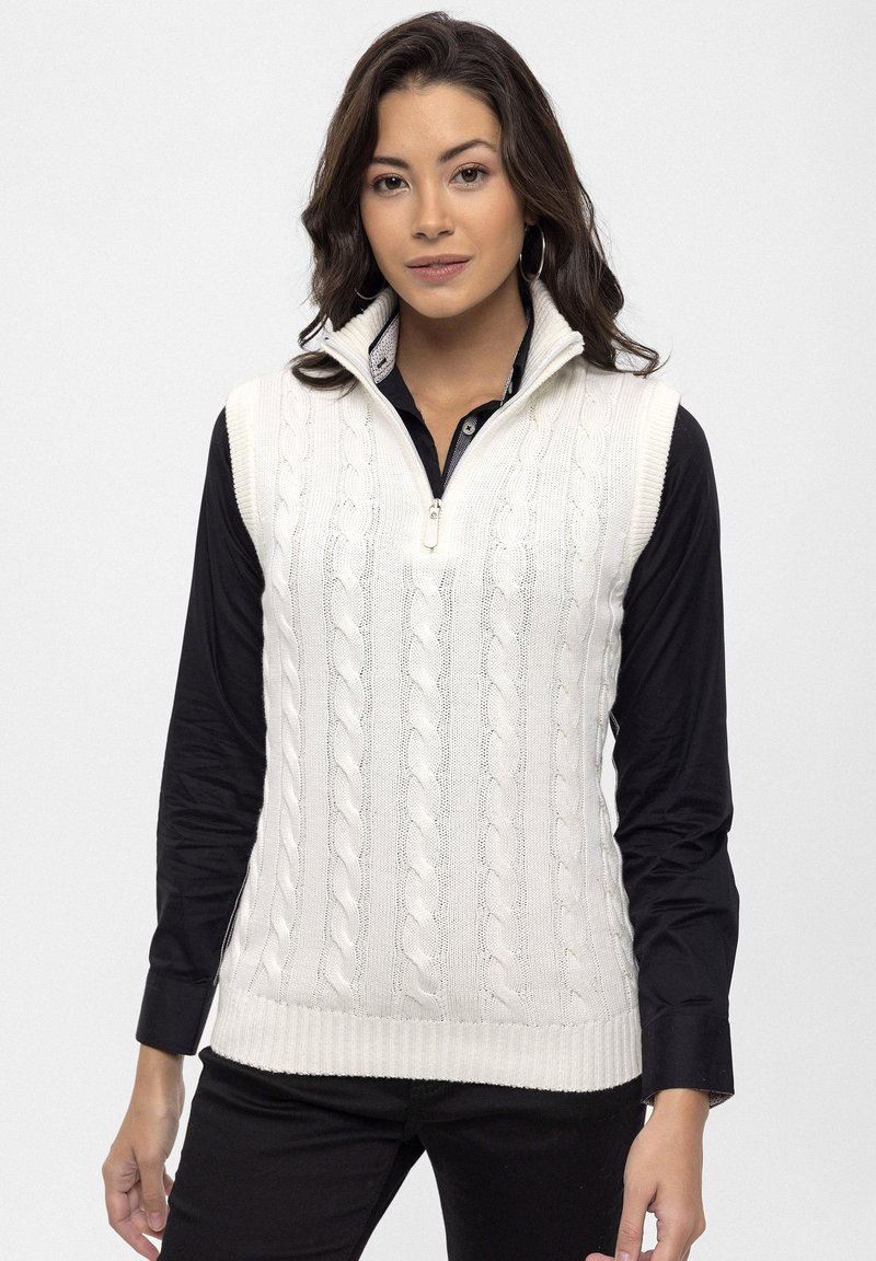 Felix Hardy CABLE HALF ZIPPER SLEEVELESS - Jumper - off white/off-white ...