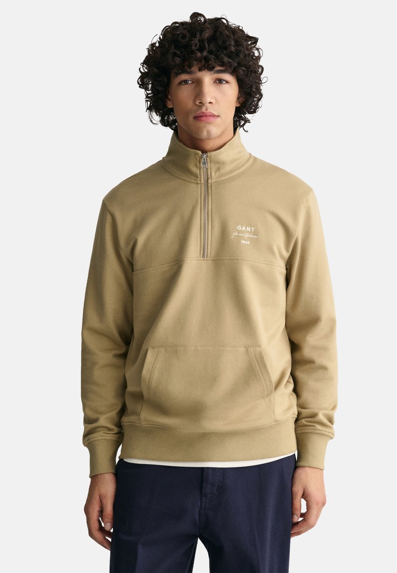 GANT LOGO SCRIPT HALFZIP - Sweatshirt - beige - ZALANDO.CH
