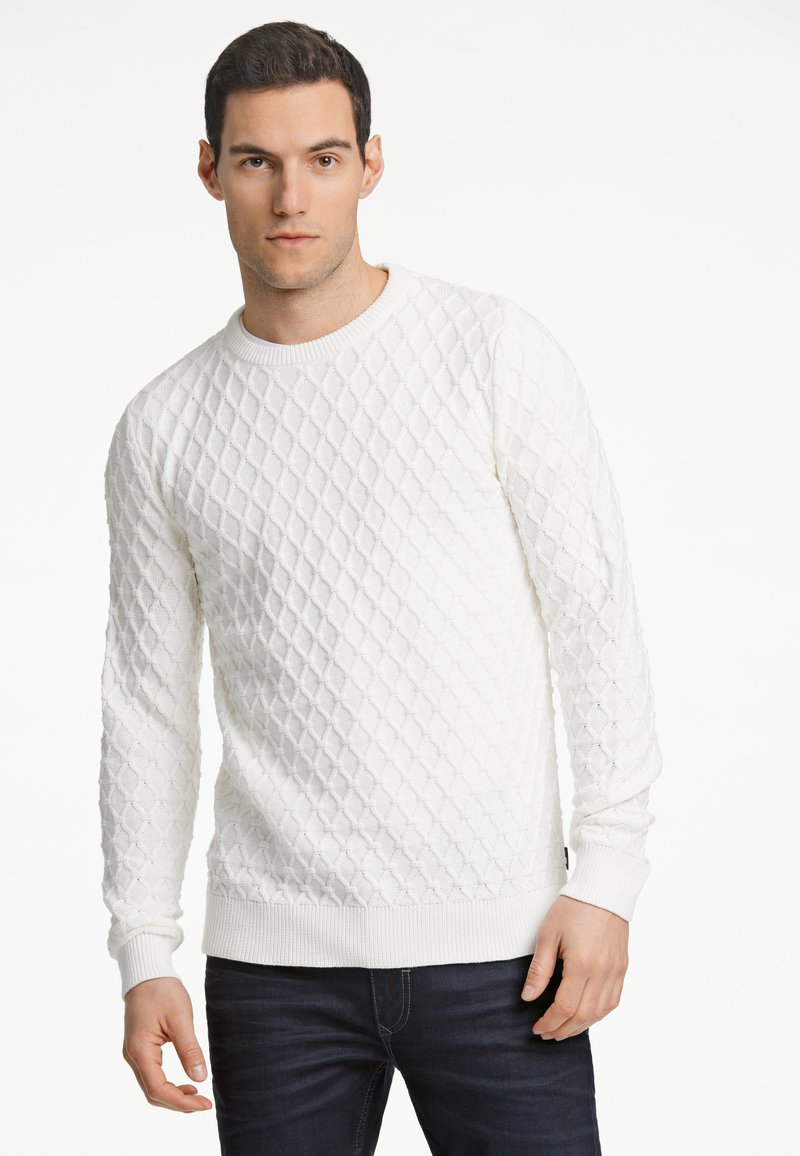 Lindbergh CABLE O-NECK - Pullover - off white/blanc - ZALANDO.FR