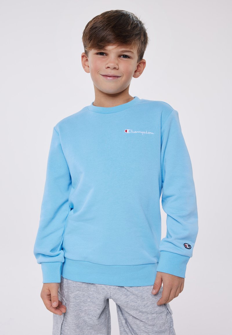 Champion ICONS CREWNECK SMALL LOGO - Sweatshirt - light blue/ljusblå ...