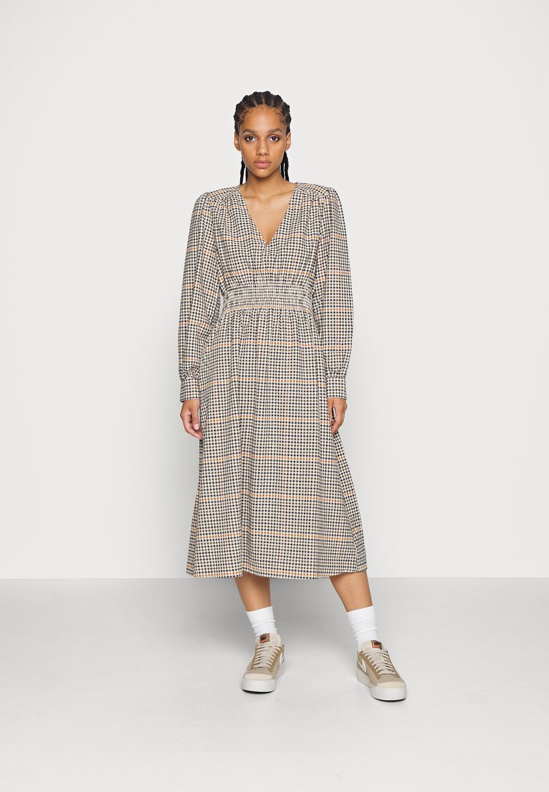 Object OBJANDRIA DRESS - Jurk - cloud dancer/black/beige - Zalando.be