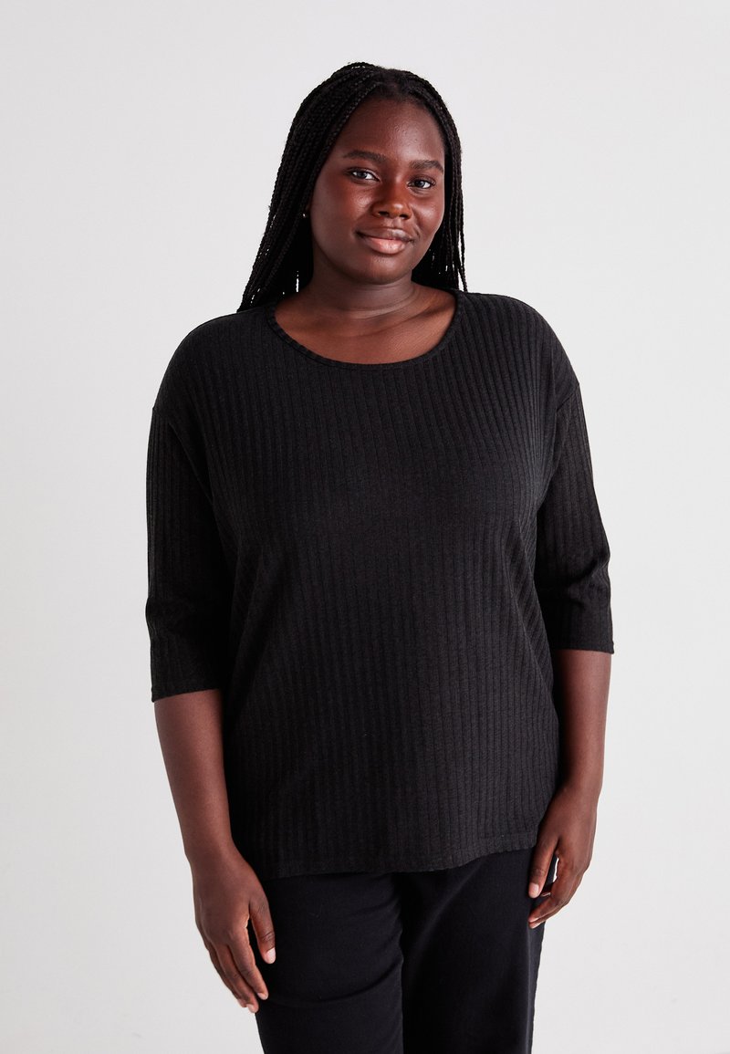 Vero Moda Curve VMCBRITT - Tops ar garām piedurknēm - black/melns ...