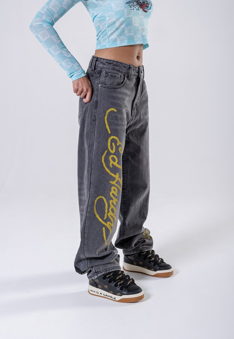 Ed Hardy BORN-WILD BOYFRIEND - Jeans Relaxed Fit - washed black/schwarz ...