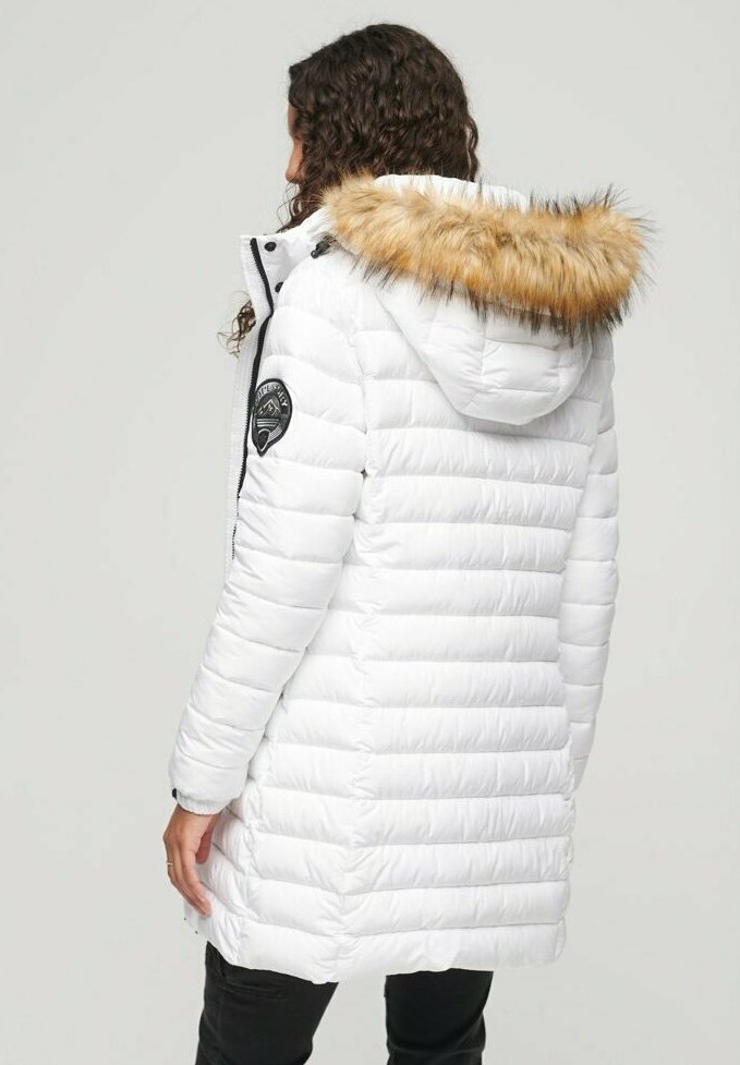 Superdry FUJI HOODED MID LENGTH PUFFER - Winter coat - white - Zalando