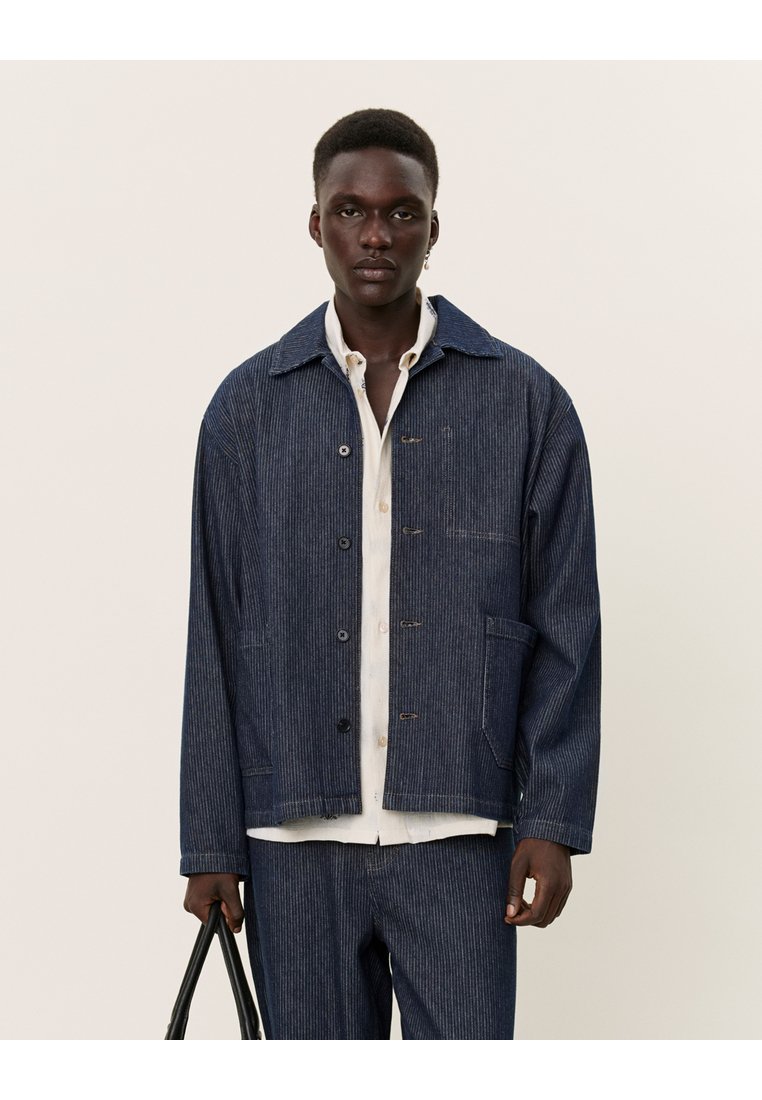 Les Deux HUGH OVERSHIRT 2.0 - Denim jacket - dark navy/white/dark blue - Zalando.ie