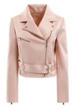 Guess CROP BIKER AUS - Faux leather jacket - puderrosa/pink - Zalando