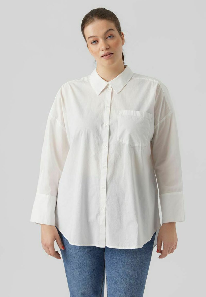 Vero Moda Curve Hemdbluse - snow white/weiß - Zalando.at