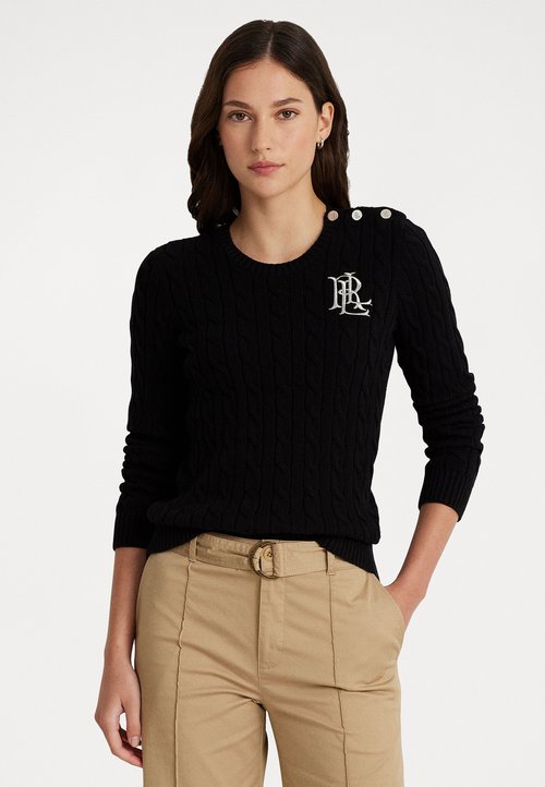 Lauren Ralph Lauren BUTTON TRIM CABLE KNIT COTTON SWEATER - Vesta ...